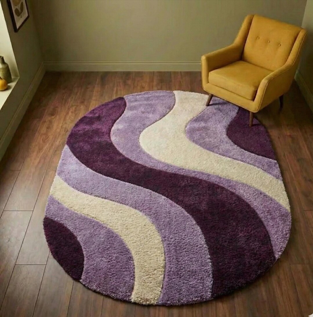 Handmade 6X9 Modern Abstract Hand Tufted Wool Purple Shag Rug Deep ...