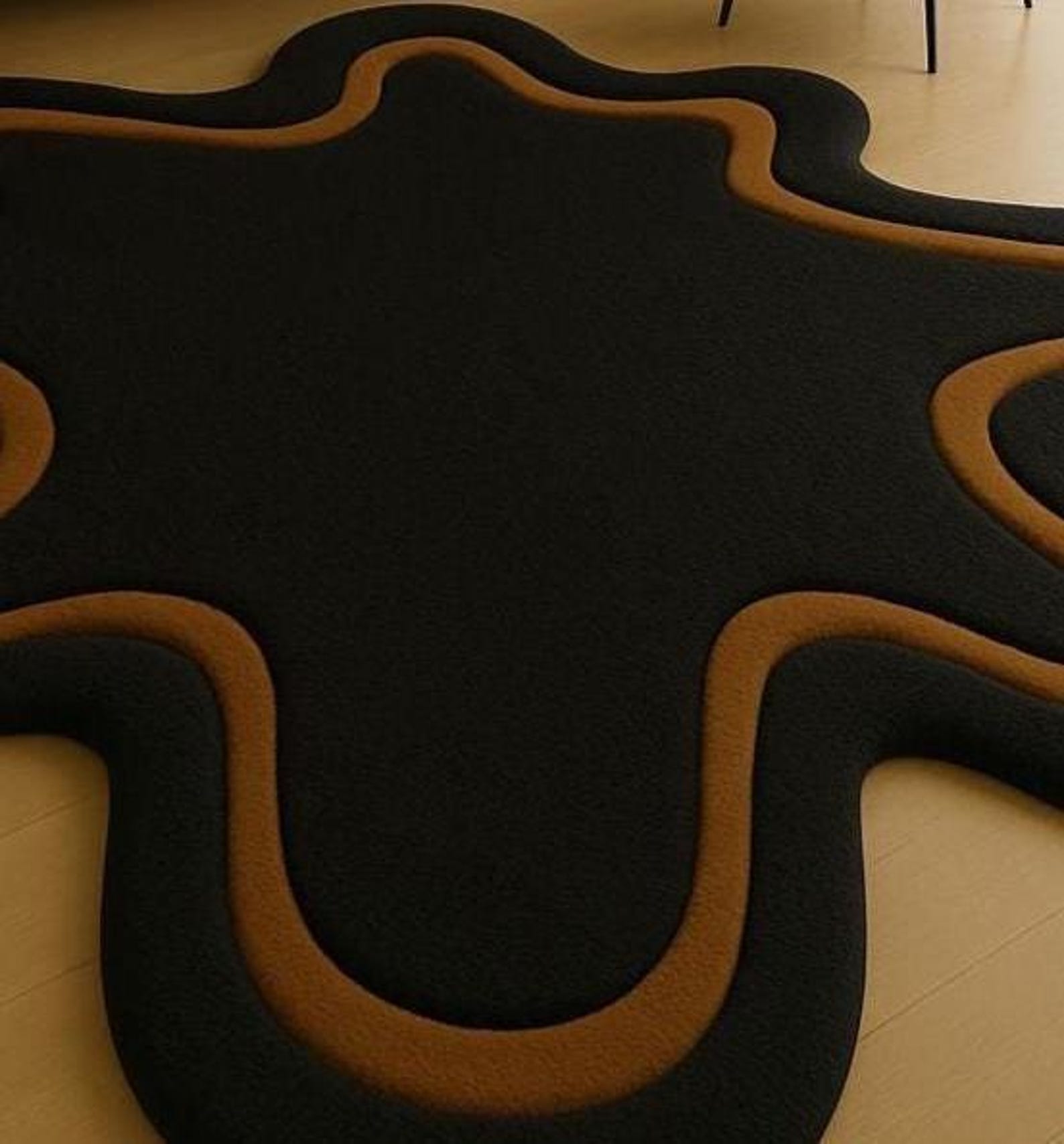 Black 3D Hand Tufted Carved Amoeba Wool Rug – Handmade Irregular ...