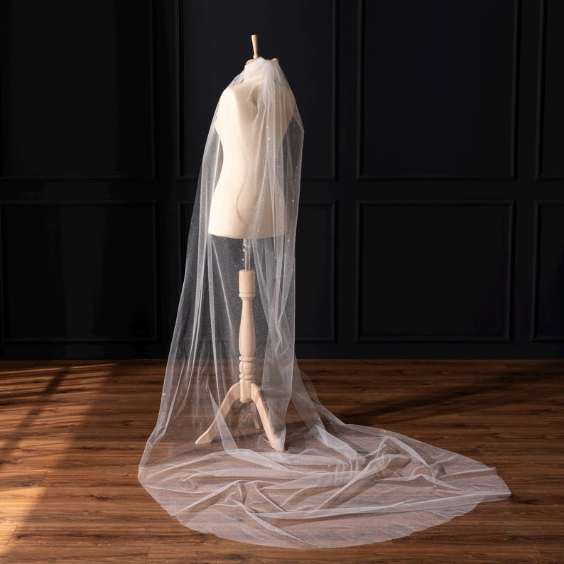 Soft Wedding Veil,simple One-tier Glitter Veil,cathedral Length Plain ...