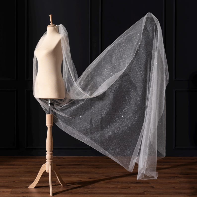 Soft Wedding Veil,simple One-tier Glitter Veil,cathedral Length Plain ...