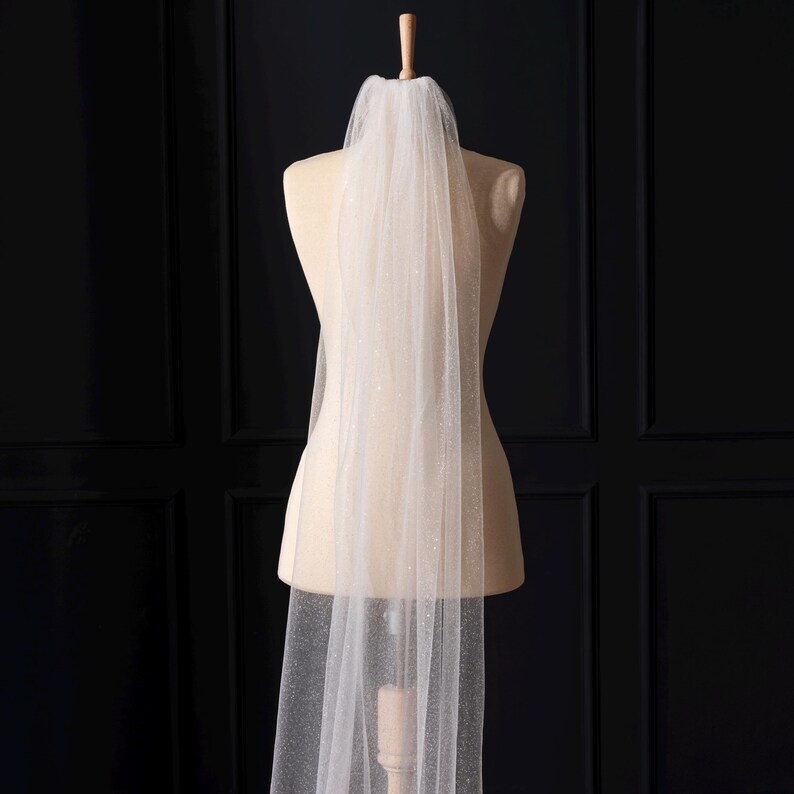 Soft Wedding Veil,simple One-tier Glitter Veil,cathedral Length Plain ...