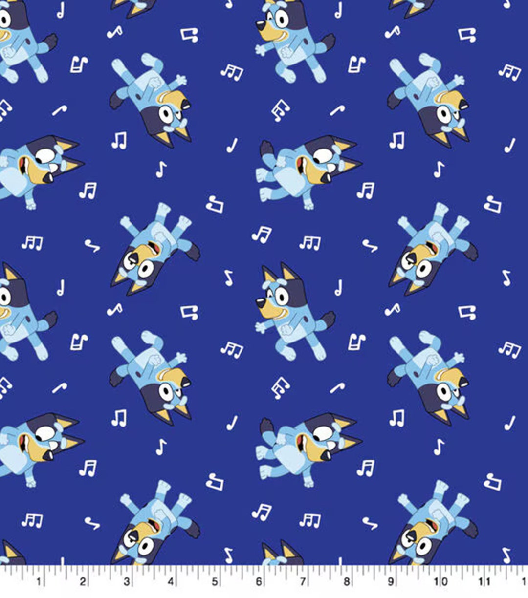 NEW Bluey Dance Mode Music COTTON Fabric Sold by the Yard and by the ...