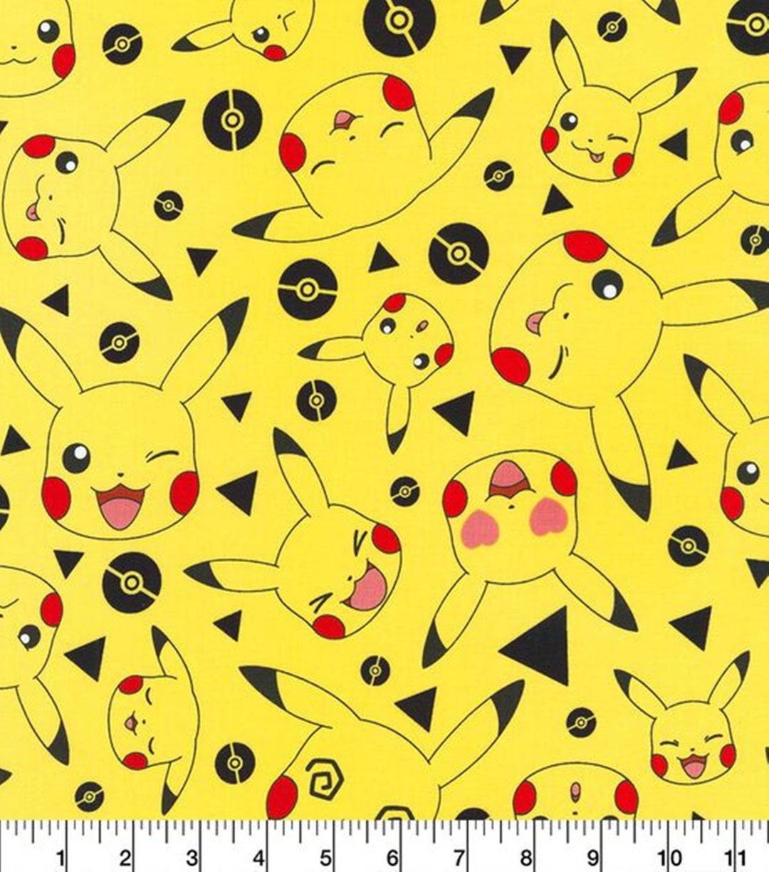 Robert Kaufman Pokemon Yellow Playtime Pikachu Cotton Fabric by the ...
