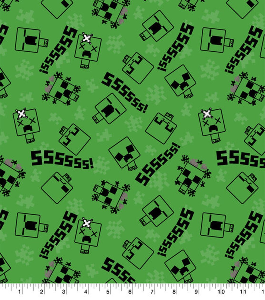 NEW Minecraft Chibi Creeper Cotton Fabric by the Yard and by the Half ...