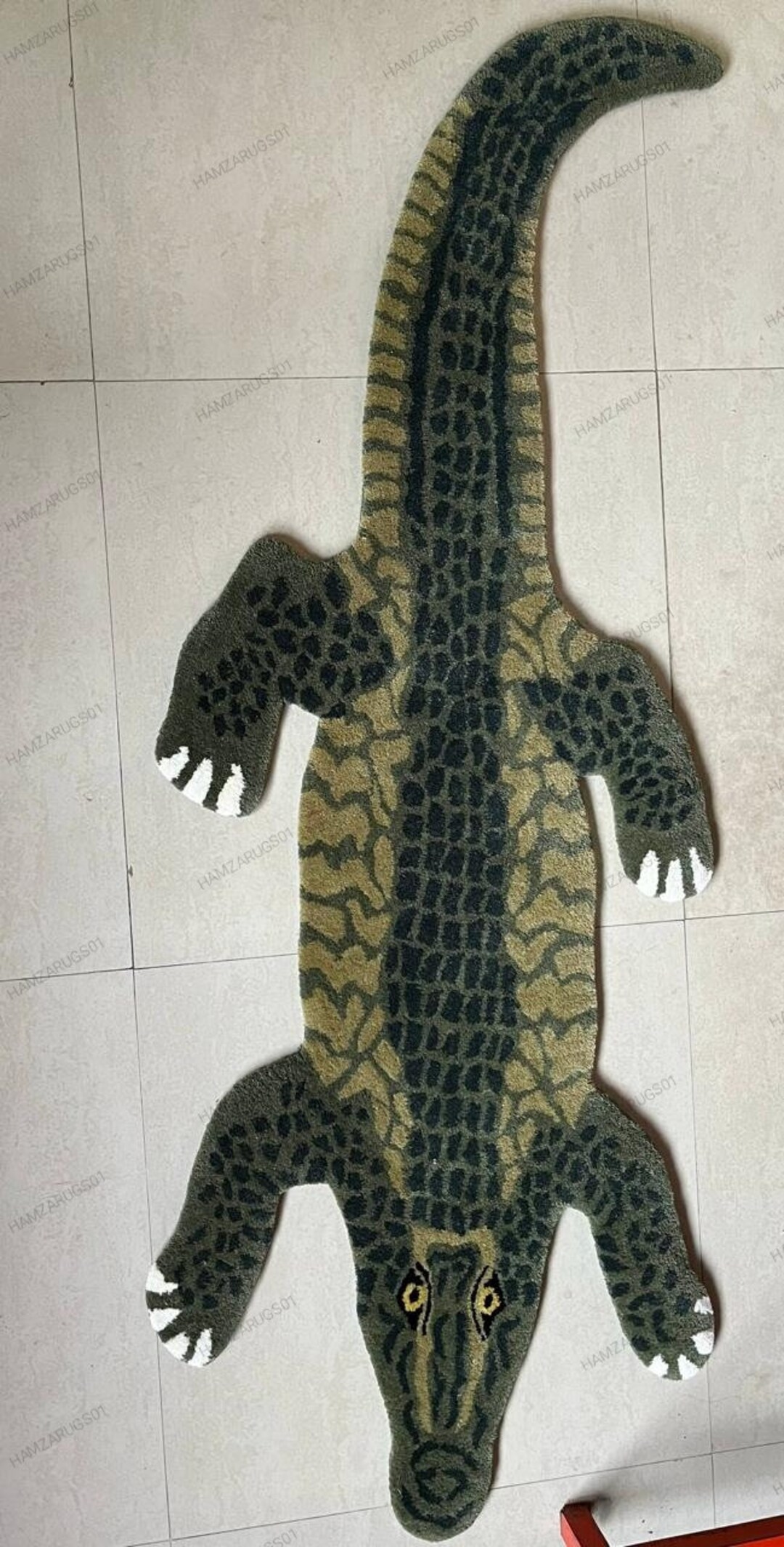 Crocodile Rug, Animal Rug, Hand Tufted Area Rug for Bedroom, Office ...