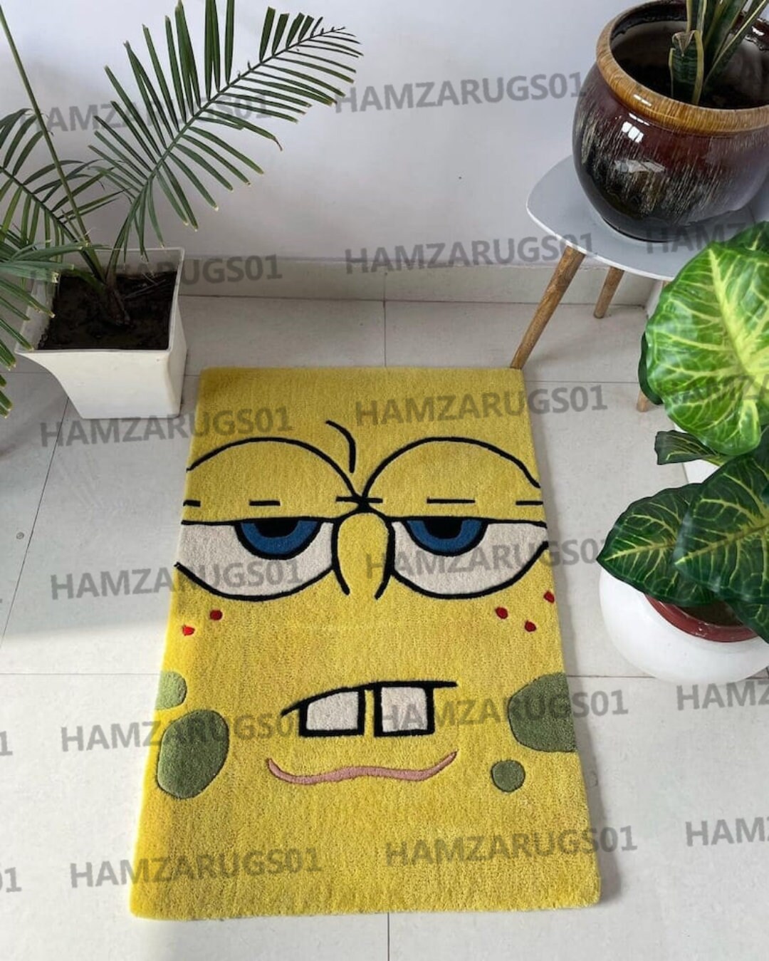 Spongebob Cartoon Rug,100% Wool, Hand Tufted Area Rug for Bedroom ...