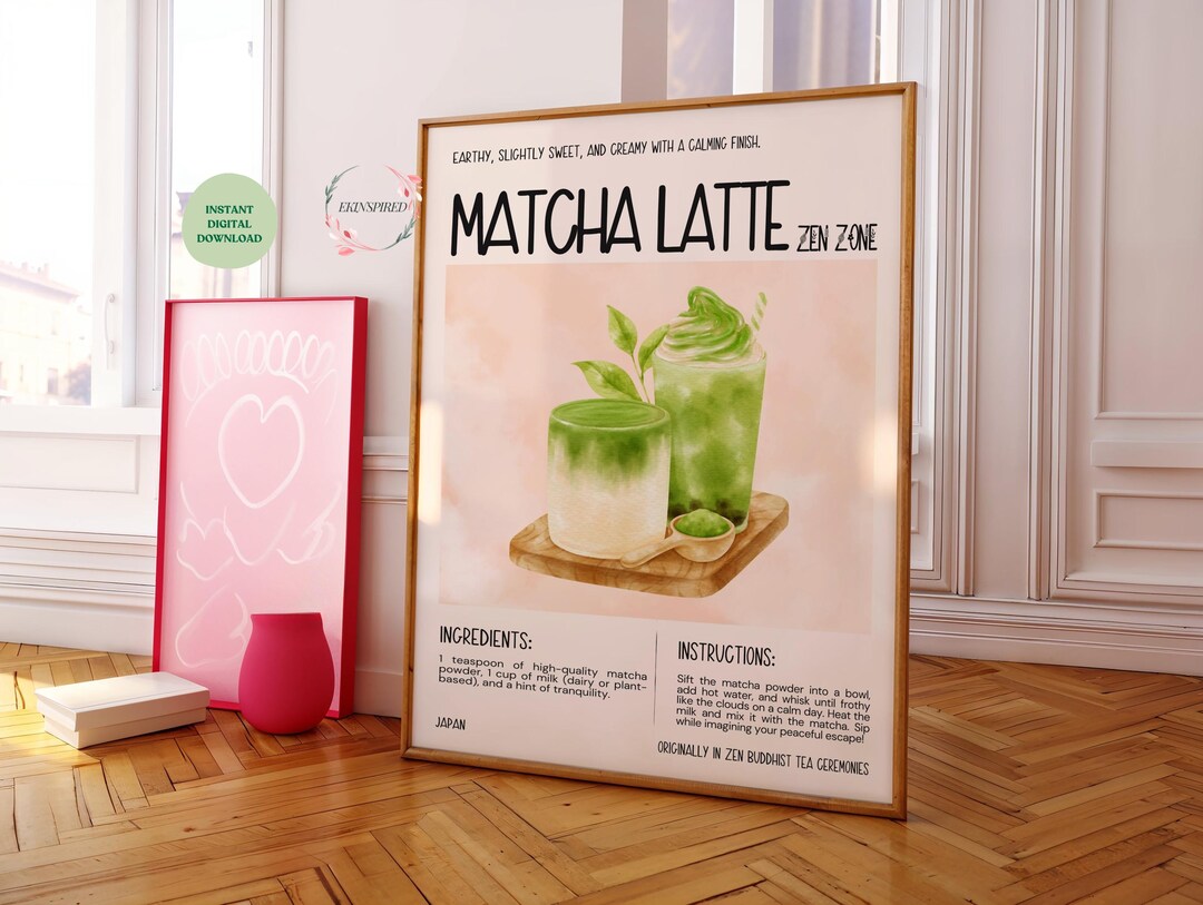 Matcha Print Kitchen Wall Art Printable Cafe Decor Matcha Gift Poster ...