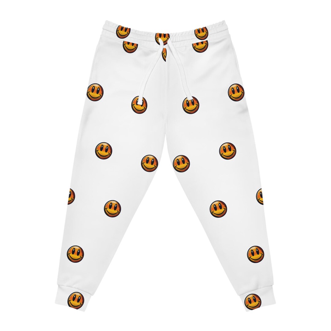 Smiley Jogging Pants, Cozy Customized Loungewear for Workouts, All-over ...