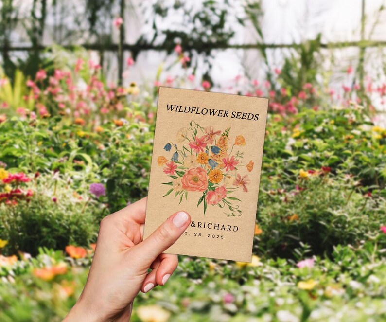 Plantable Wildflower Love in Bloom Seed Packets Wedding Favor Seed Packets, Eco-friendly ...