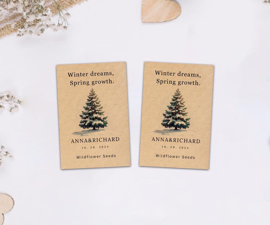 Unique Rustic Christmas Wedding Seed Packets – Personalized Kraft ...