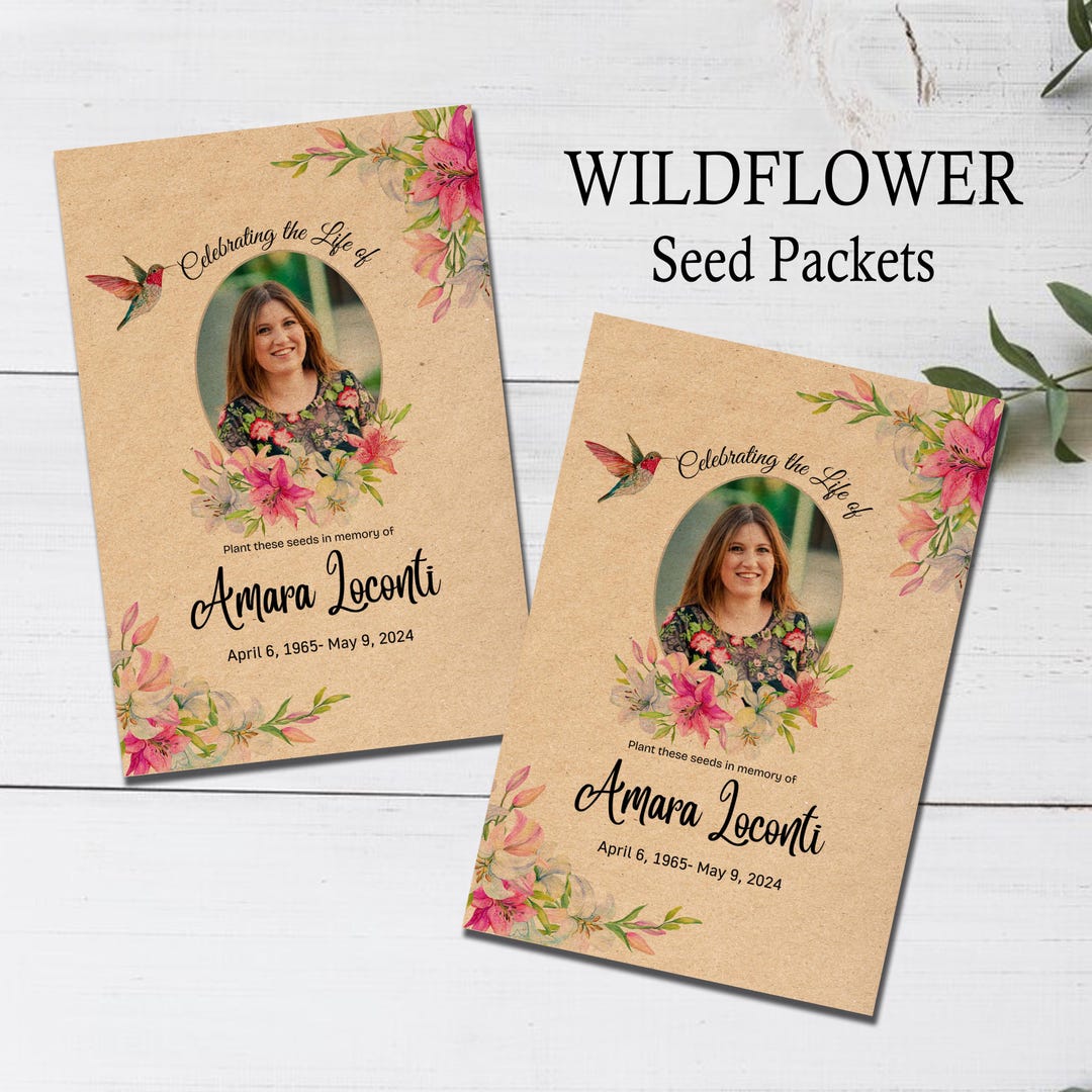 RUSH Photo Memorial Funeral Seed Packets/custom Celebration of Life ...