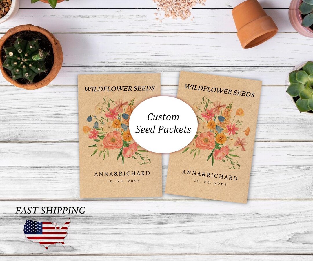 Plantable Wildflower Love in Bloom Seed Packets Wedding Favor Seed ...