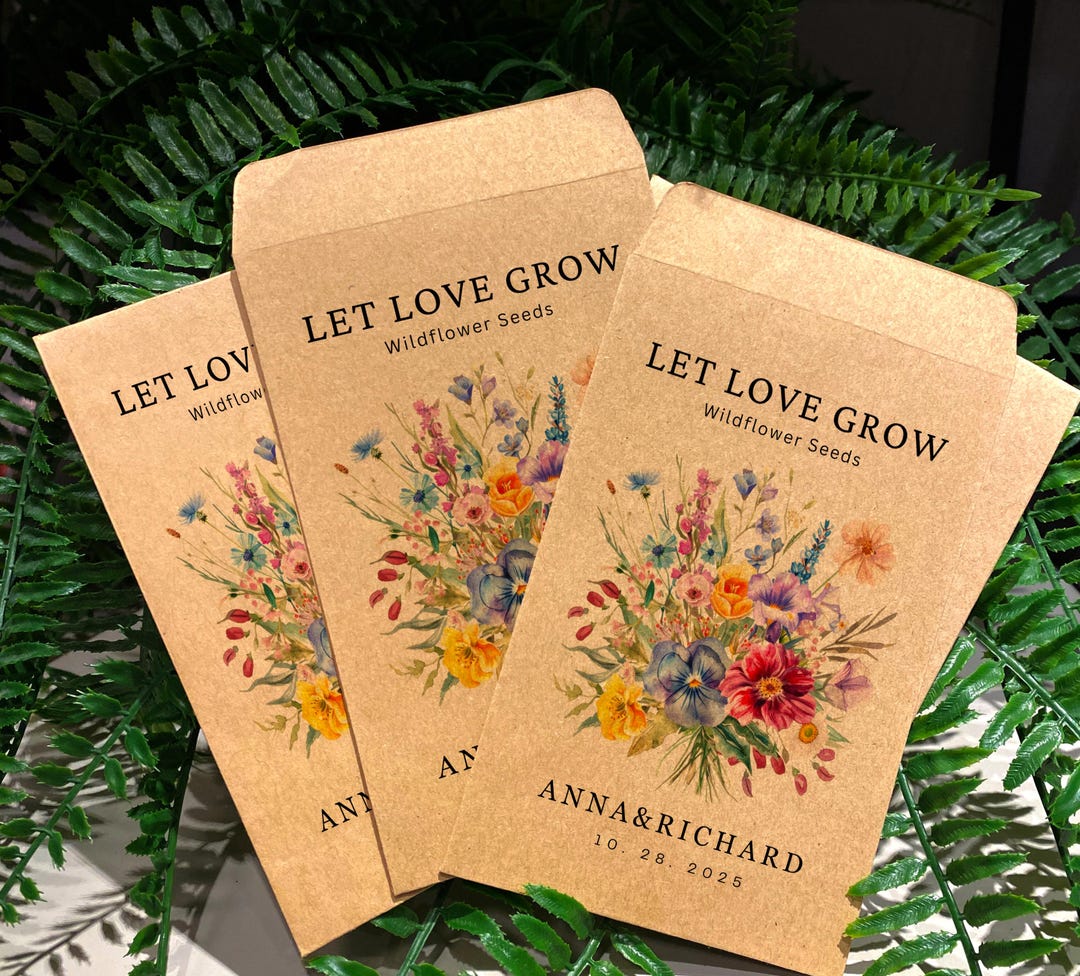 Custom LET LOVE GROW Wedding Seed Packets Gift for Guests Anniversary ...