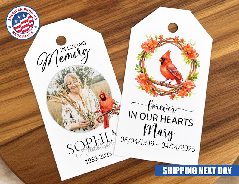 Personalized Cardinal Memorial Tags in Loving Memory Favor Custom Photo ...