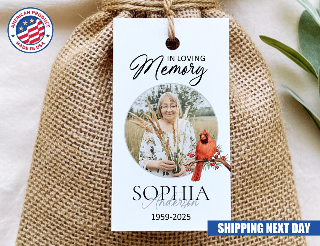 Custom Photo Funeral Tag, Personalized Cardinal Memorial Tags, in ...