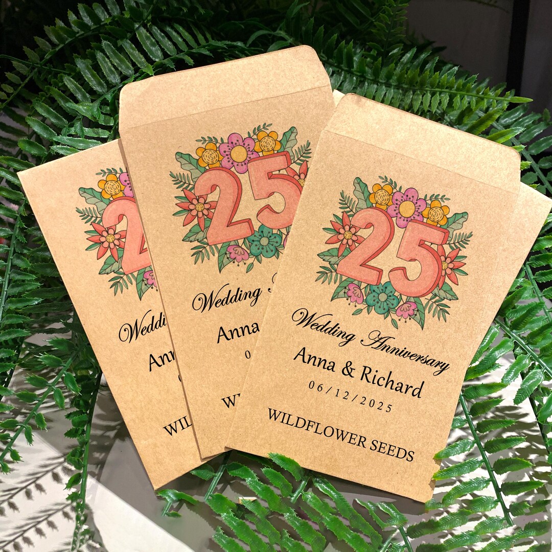 25TH Wedding Anniversary Seed Packets/custom Anniversary Party Seed ...