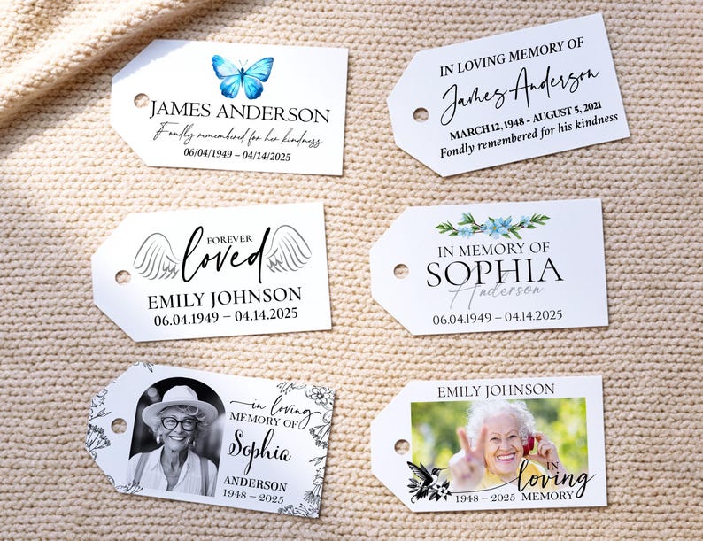 Personalized Funeral Tags, Celebration of Life Favor Tags, in Loving ...