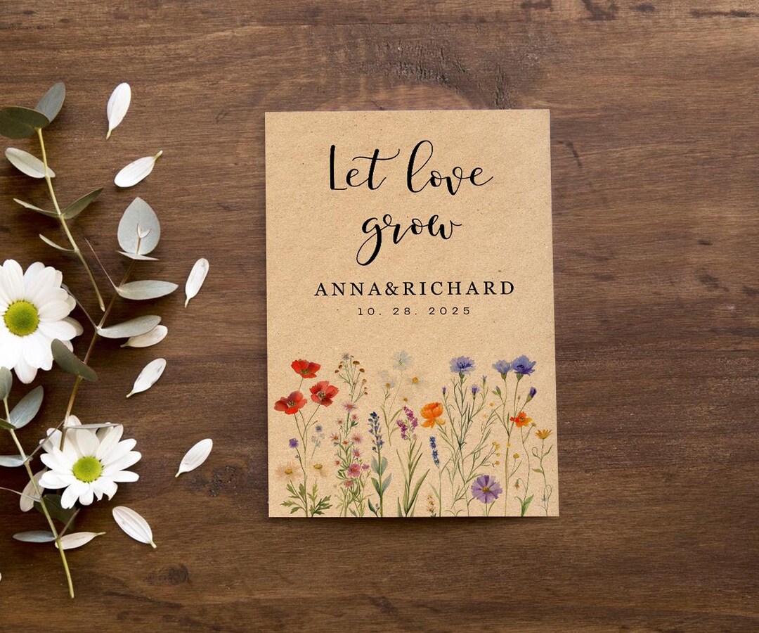 LET LOVE GROW Wedding Seed Packets for Guests, Custom Anniversary Seeds ...