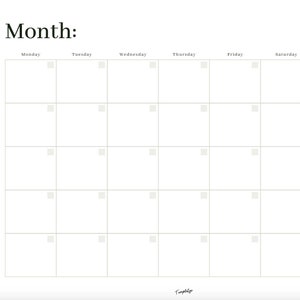 Undated Monthly Planner | Printable Monthly Calendar | Digital Planner ...