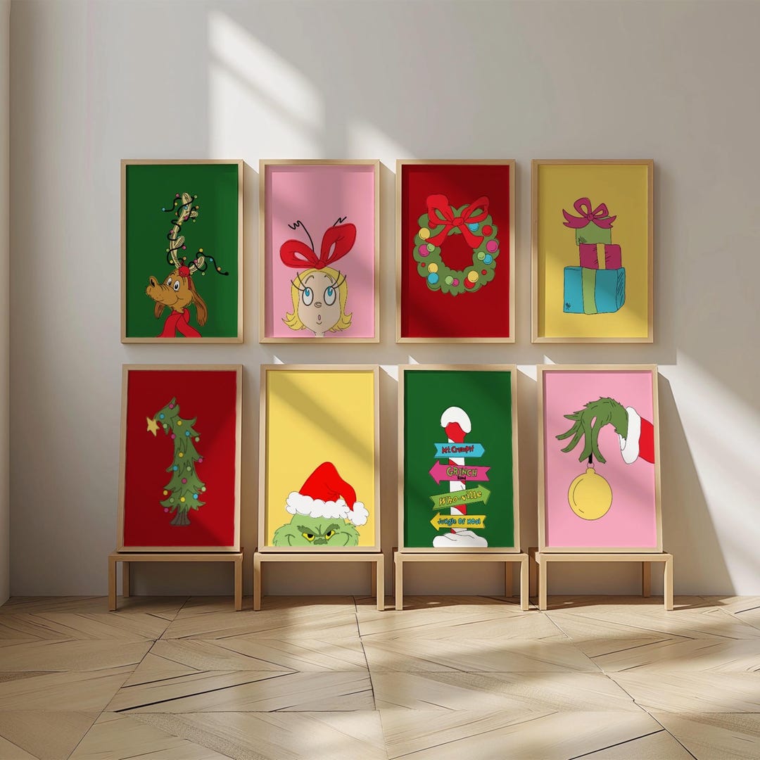 Grinch Wall Decor, Grinchmas, Printable Chirstmas Art, Whimsical ...