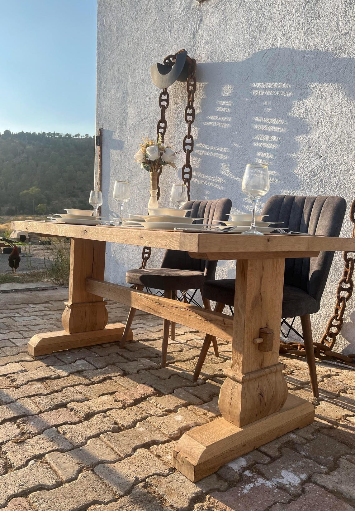 Custom Live Edge Dining Table, Kitchen Table, Live Edge Brown Oak ...