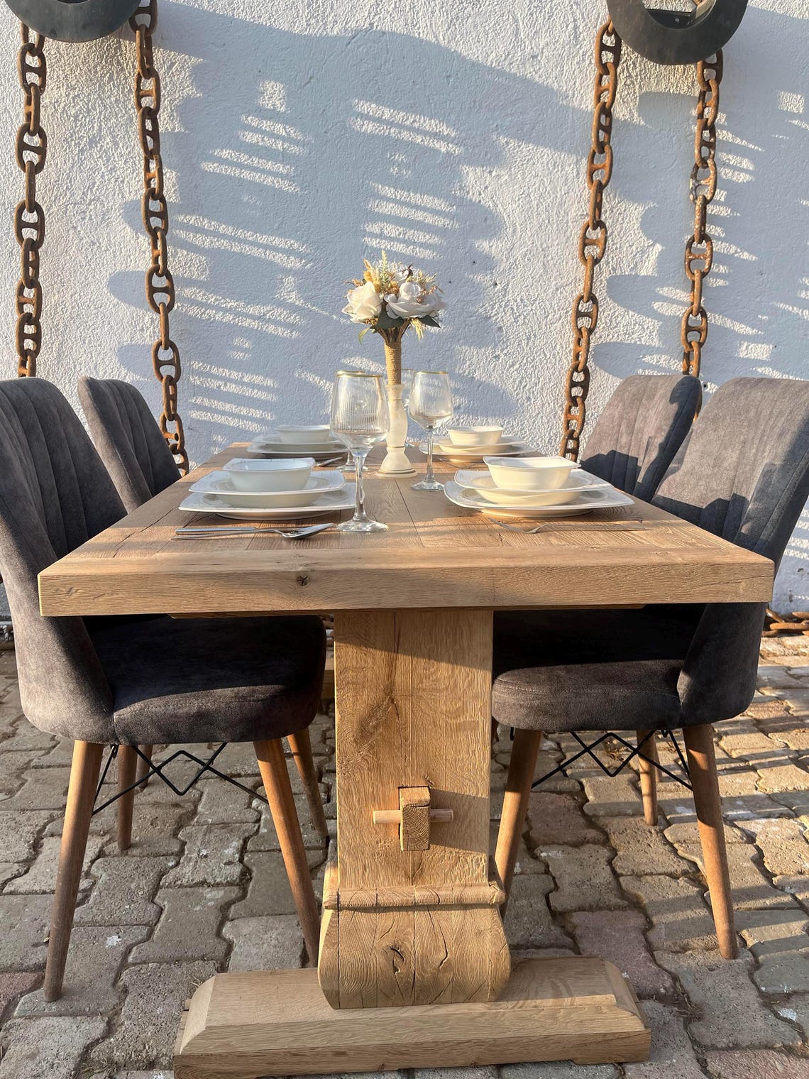 Custom Live Edge Dining Table, Kitchen Table, Live Edge Brown Oak ...