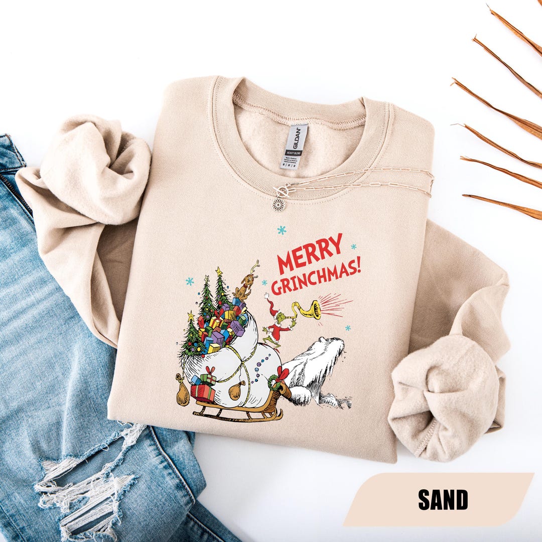 Merry Grinchmas Sweatshirt, Funny Grinch Holiday Sweater, Max Dog and ...