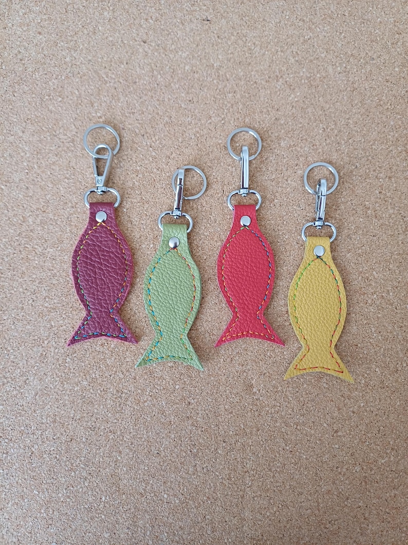 Handmade Leather Fish Keychain – Colorful Ocean Lover Gift - Etsy