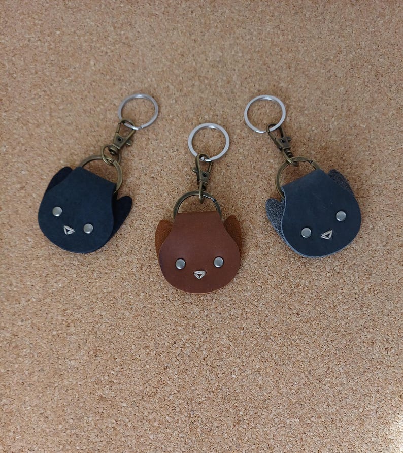 Handmade Leather Cat Keychain, Cute Bag Charm, Cat Lover Gift - Etsy