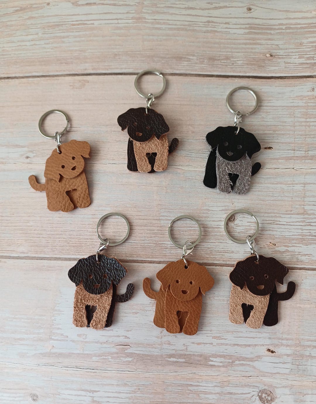 Handmade Leather Puppy Keychain: Dog Lover Gift - Etsy