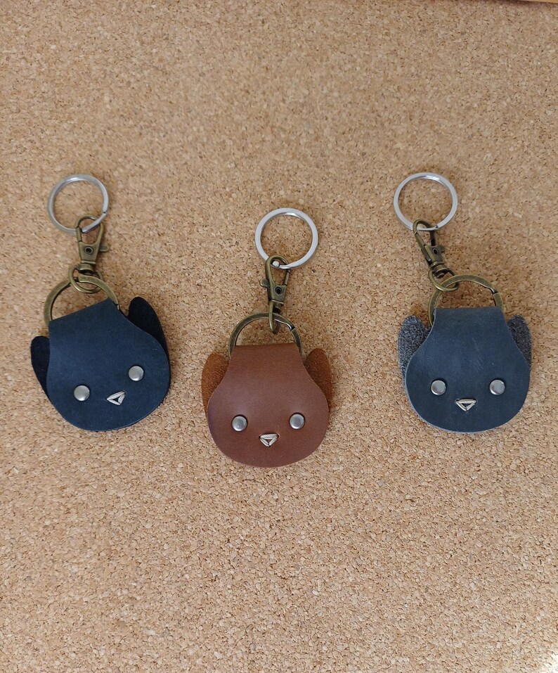 Handmade Leather Cat Keychain, Cute Bag Charm, Cat Lover Gift - Etsy