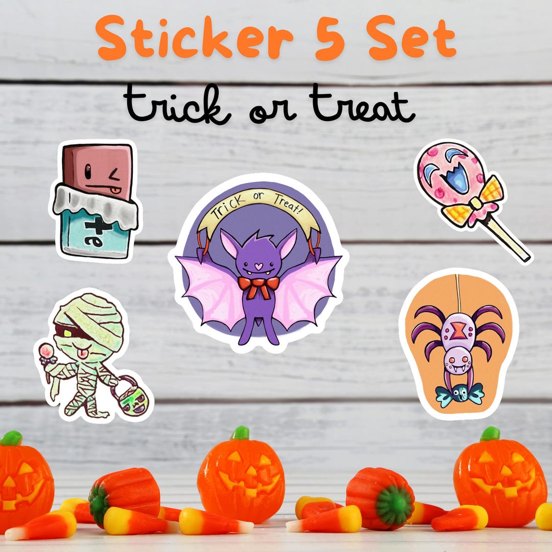 SET 2 Halloween Sticker 5, Spooky Cartoon Kiss-cut Stickers ...