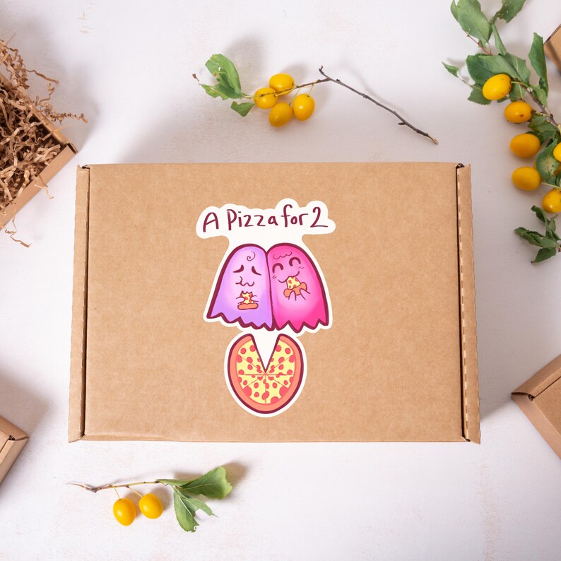 Cute Cartoon Kiss Cut Sticker - Pizza Ghosts, Halloween Sticker ...