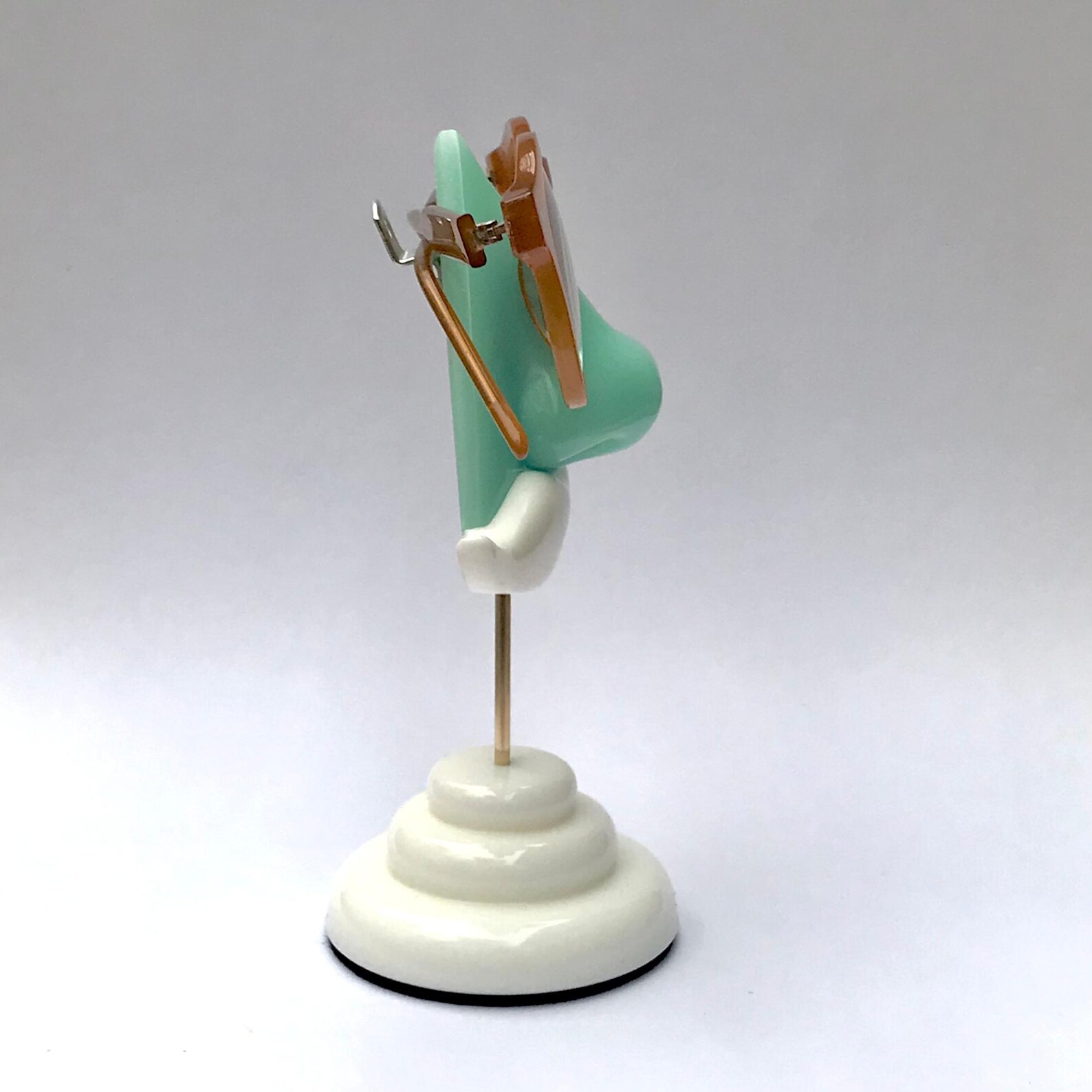 Mint Green Nose Eyeglass Stand, White Mustache, Geeky Nerd Book Lover ...
