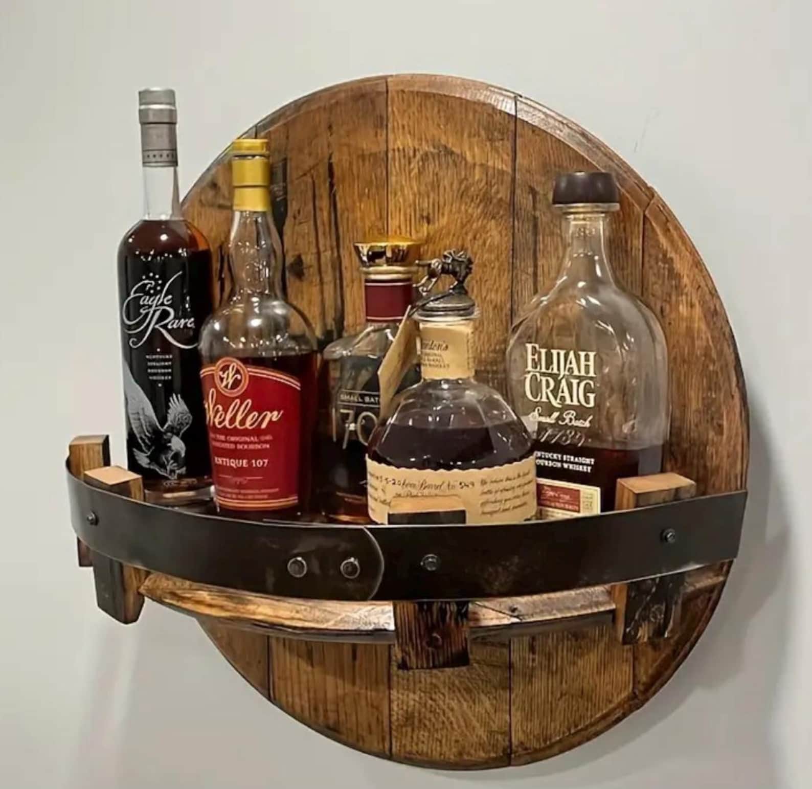Retro Circular Barrel Wall-mounted Liquor Shelf, Resin Stackable ...