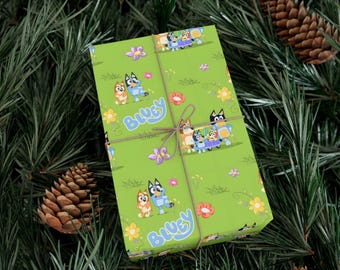 Bluey Wrapping Papers, Bluey and Friends Kids Birthday Wrapping Paper ...