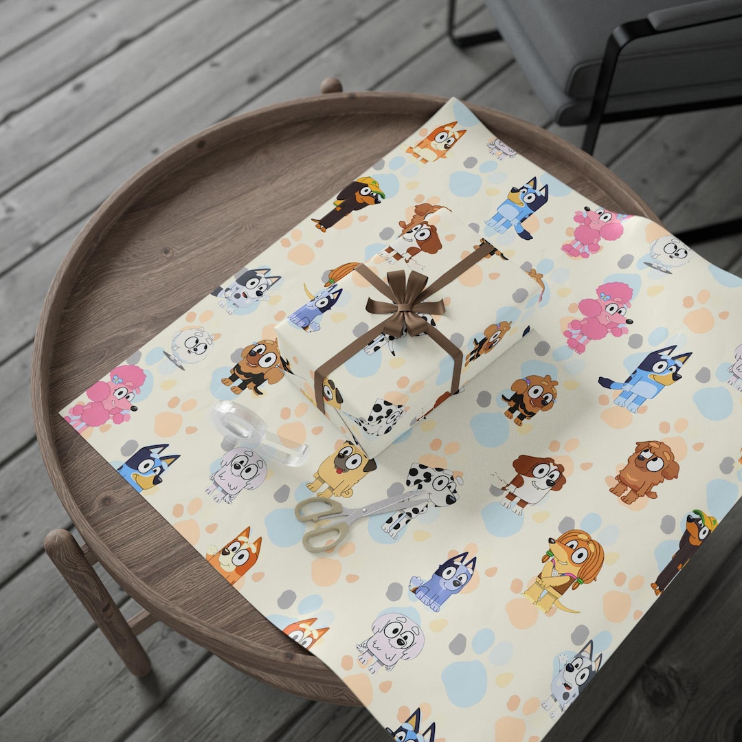 Bluey Wrapping Papers, Bluey and Friends Kids Birthday Wrapping Paper ...