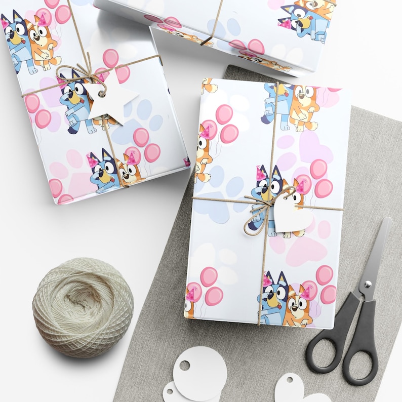 Bluey Wrapping Papers, Bluey and Friends Kids Birthday Wrapping Paper ...