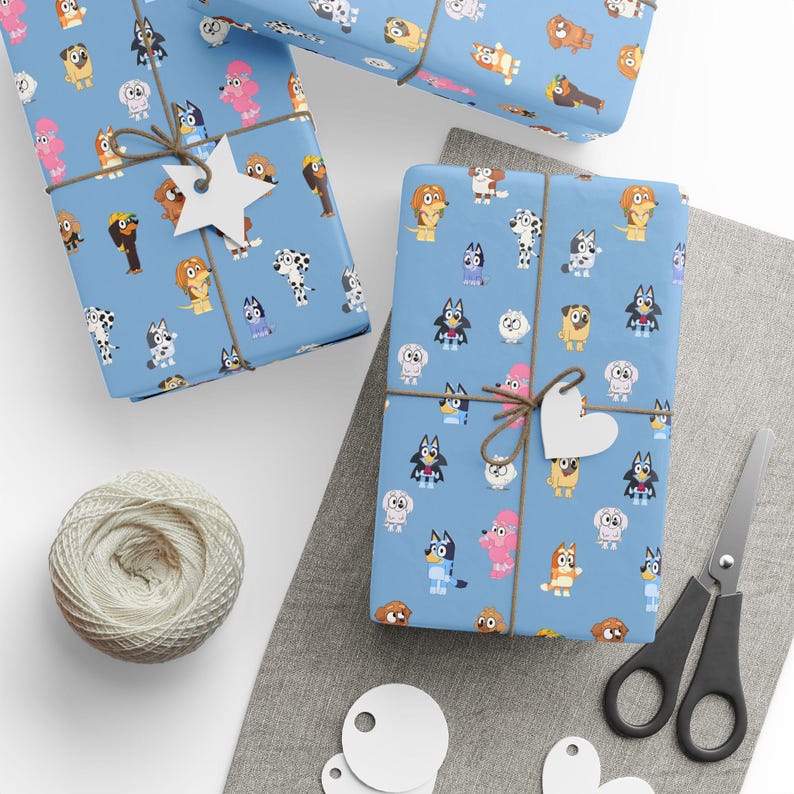 Bluey Wrapping Papers, Bluey and Friends Kids Birthday Wrapping Paper ...