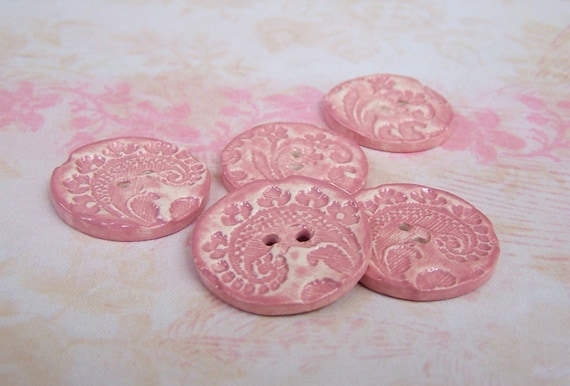Items similar to SALE Victorian Porcelain Pink Buttons on Etsy