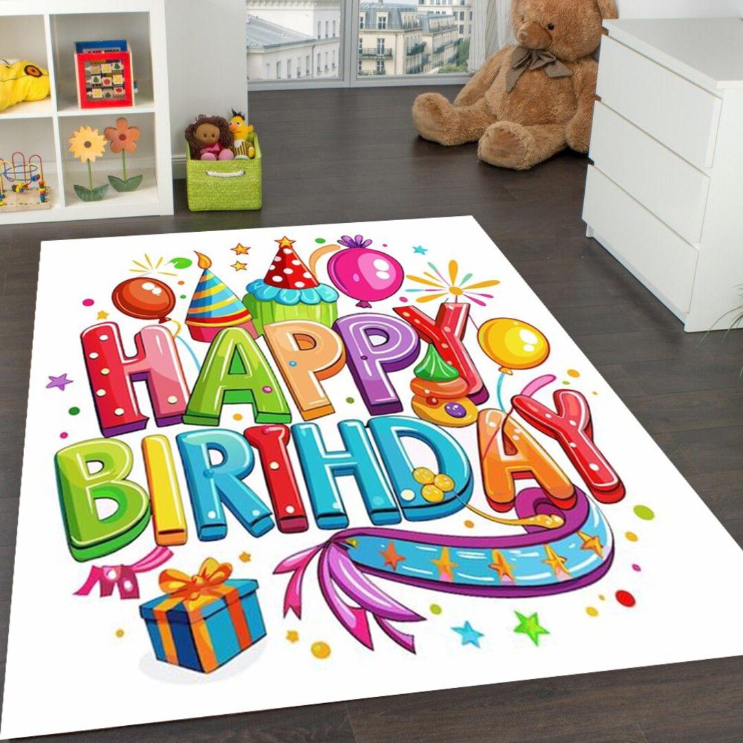 Happy Birthday Rug,kid Room Rug,home Decor Rug,all Room Rug, Teen Room ...