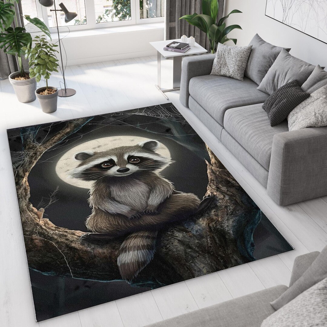 Raccoon Pattern Pop Art Rug, Rugs for All Room, Modern Art Decorative ...