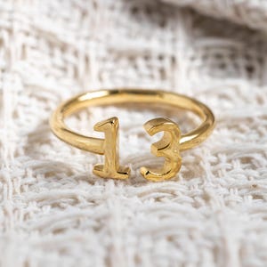 Custom Number Ring in 925 Sterling Silver, Number 13 44, Angel Number ...