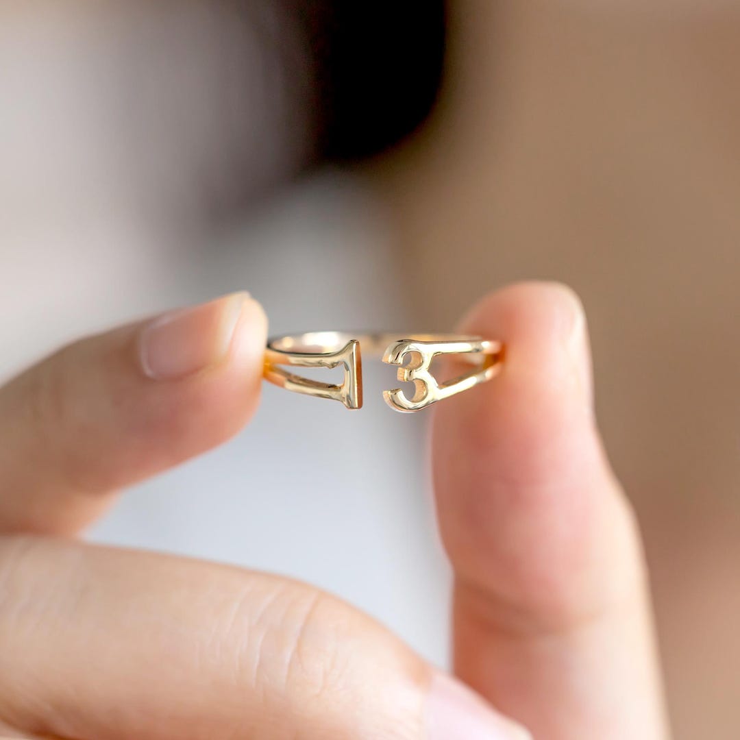 Custom Number Ring in 925 Sterling Silver, Number 13, Angel Number ...