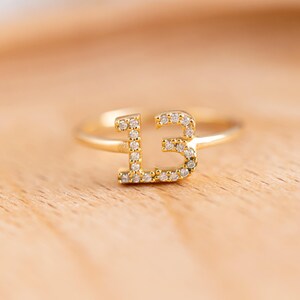 Diamond Number Ring in 925 Sterling Silver, Number 13, Angel Number ...