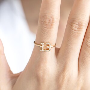 Diamond Number Ring in 925 Sterling Silver, Number 13, Angel Number ...