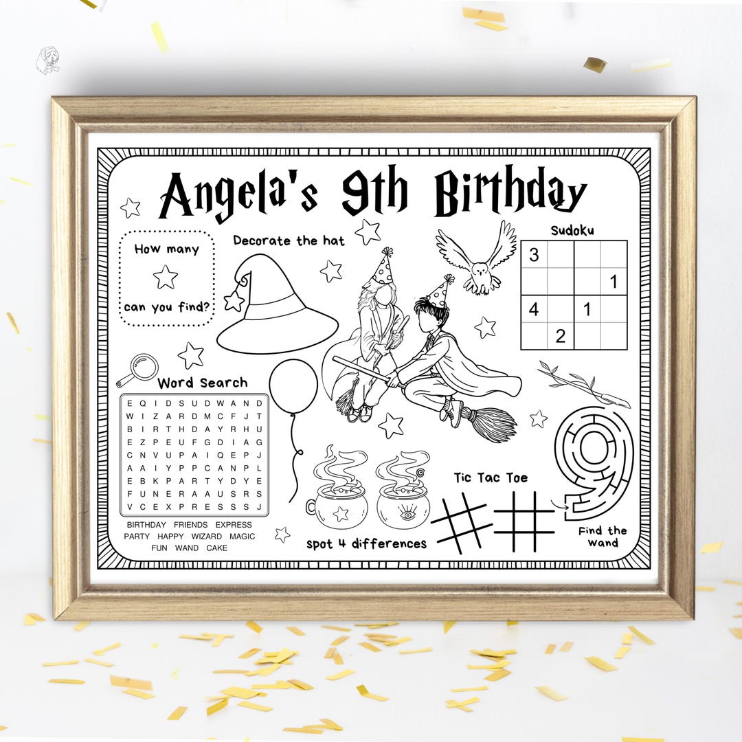 CUSTOM Wizard Birthday Party Activity Sheet | Wizard Themed Coloring ...