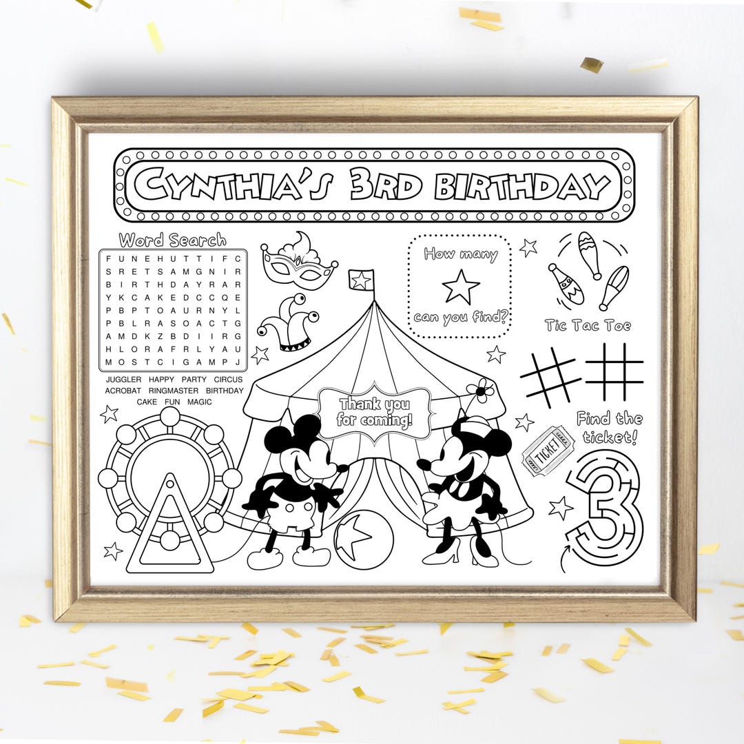 Retro Mouse Carnival Kid Activity Sheet | Carnival Birthday Party ...