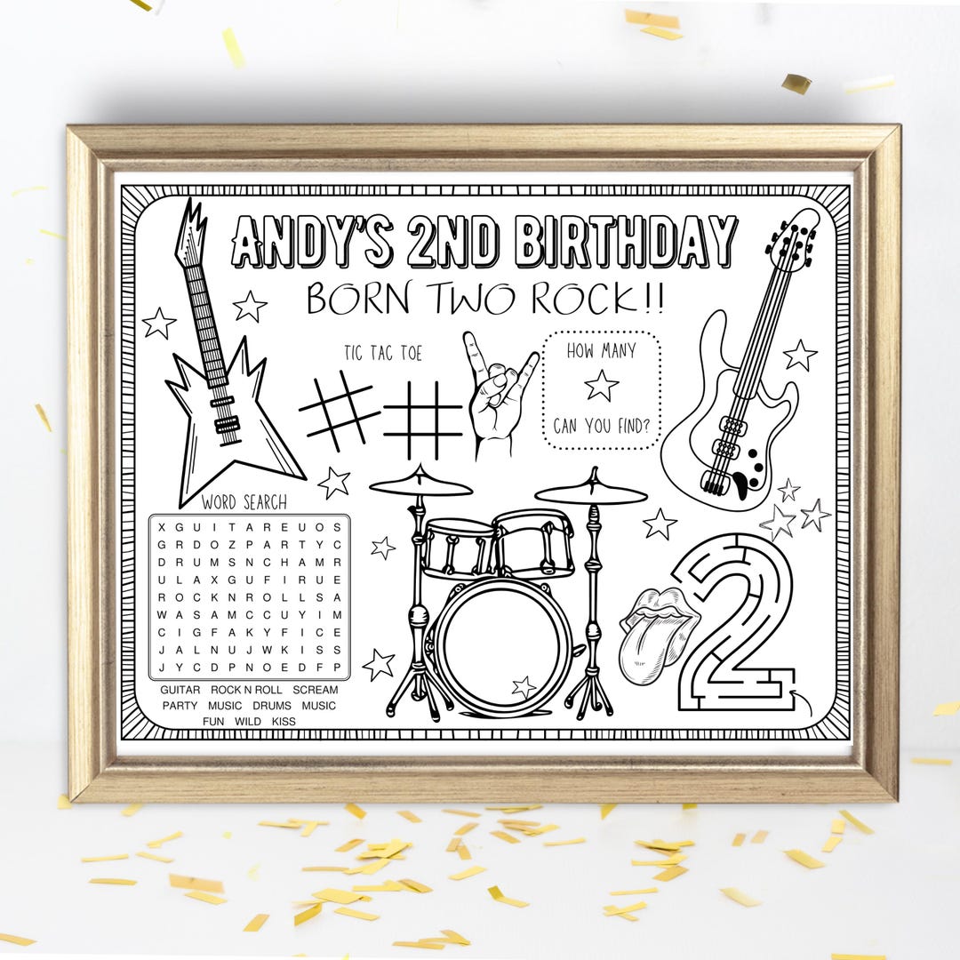 Rock 'N Roll Party Coloring Activity Sheet | Printable Rockstar Party ...