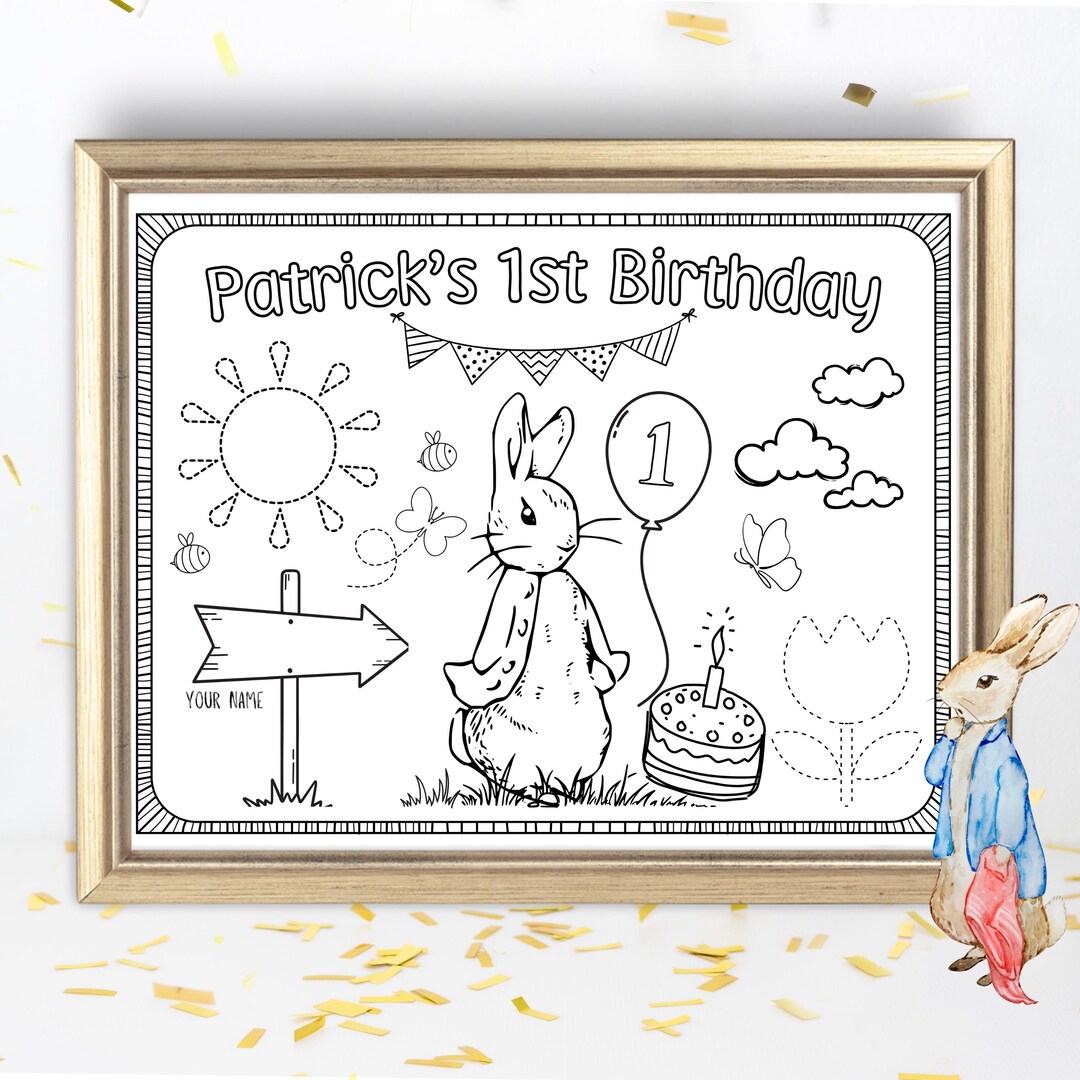 Beatrix Potter Rabbit Birthday Party Sheet | Peter Rabbit Themed ...
